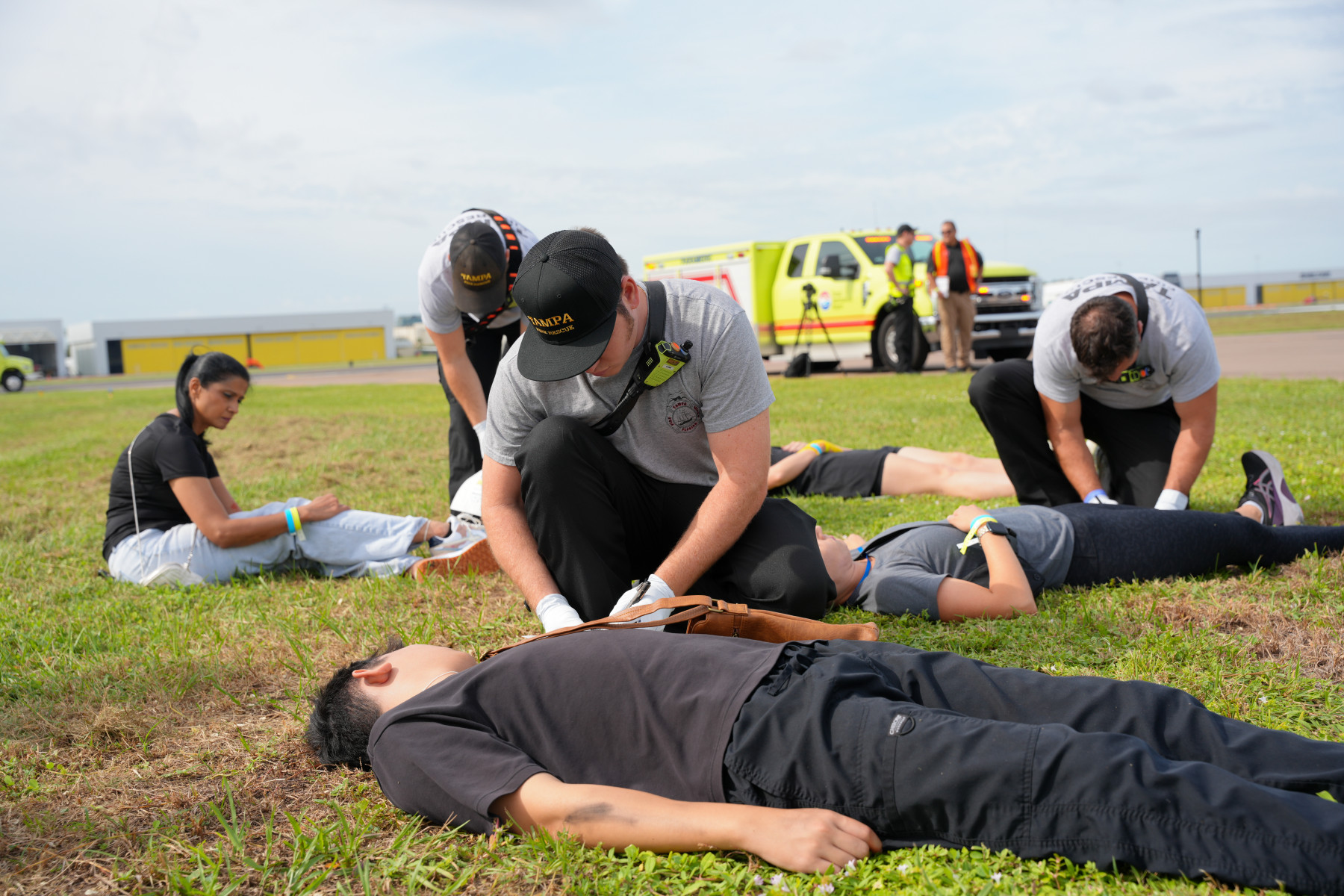 Emergency crews mobilize on TPA’s airfield for mass casualty exercise
