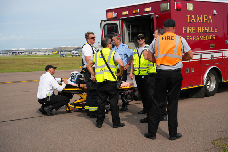Emergency crews mobilize on TPA’s airfield for mass casualty exercise