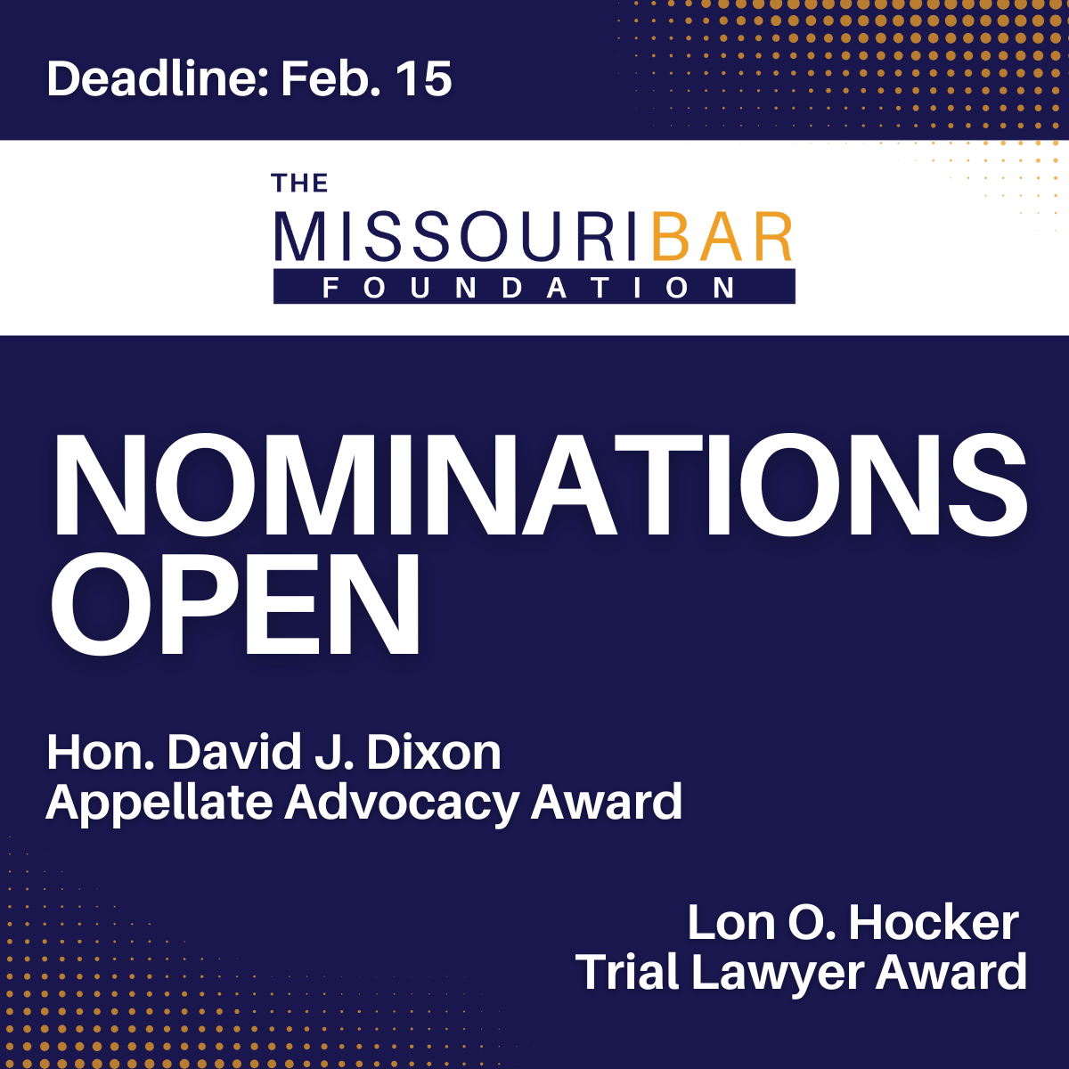 Submit nominations by Feb. 15, 2026, for the David J. Dixon Appellate ...