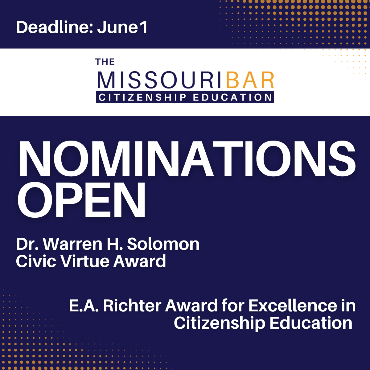 Nominate outstanding educators for citizenship education awards by June 1