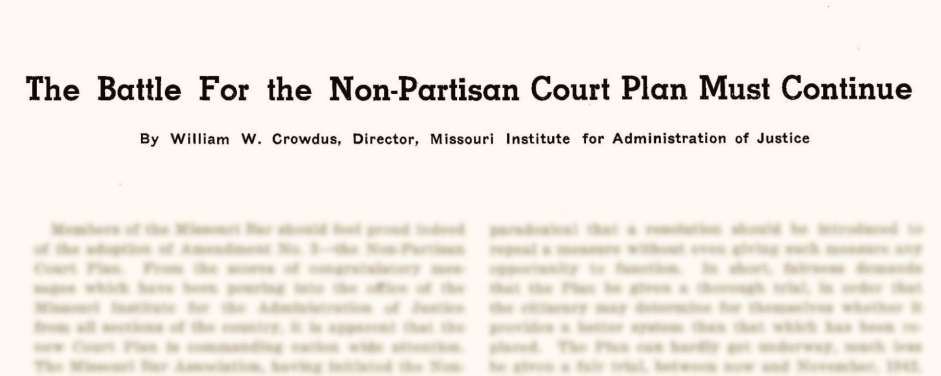Understanding The Missouri Plan: A continued model for the nation
