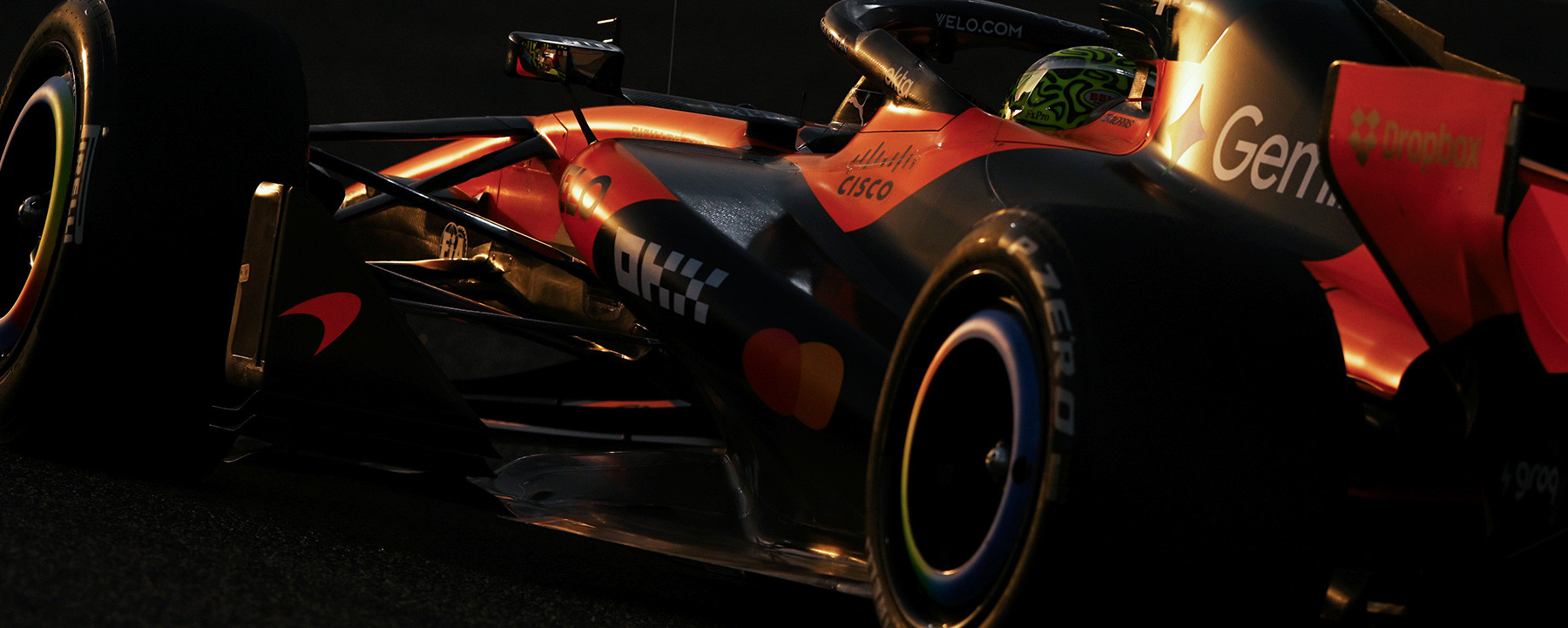 Norris leads on opening day of testing