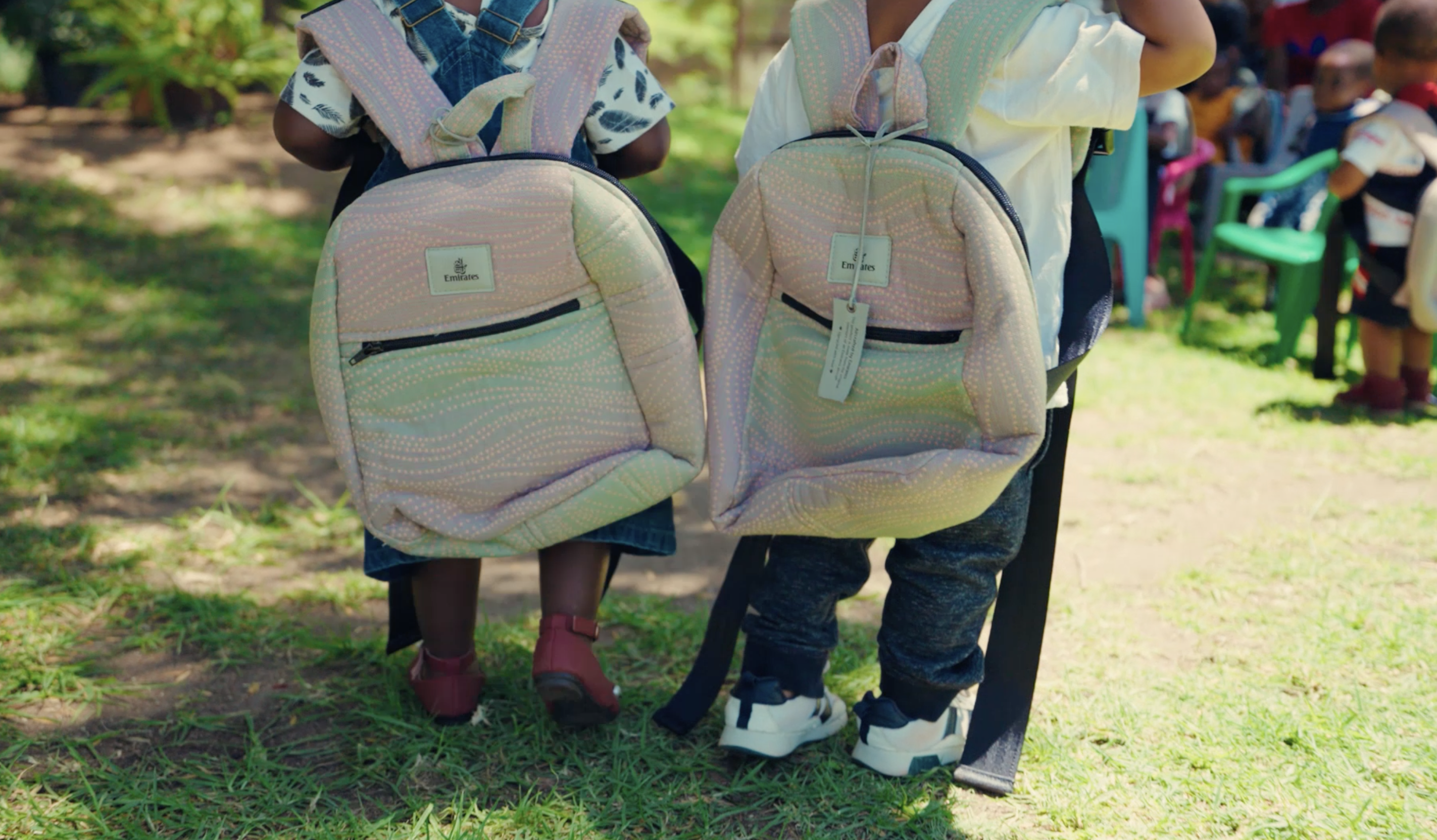 Emirates makes children schoolbags made from aircraft parts