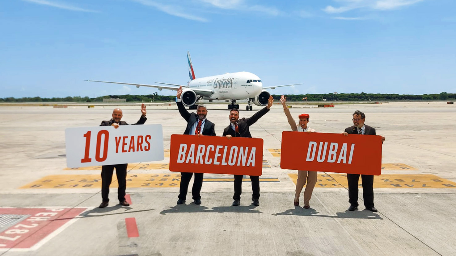 Emirates celebra 10 años de operaciones entre Barcelona y Dubái