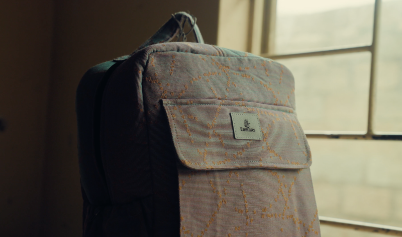 Emirates makes children schoolbags made from aircraft parts