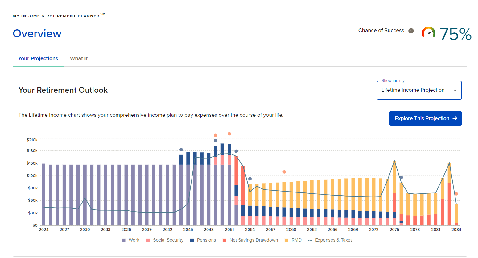 Lifetime Income Projection Chart