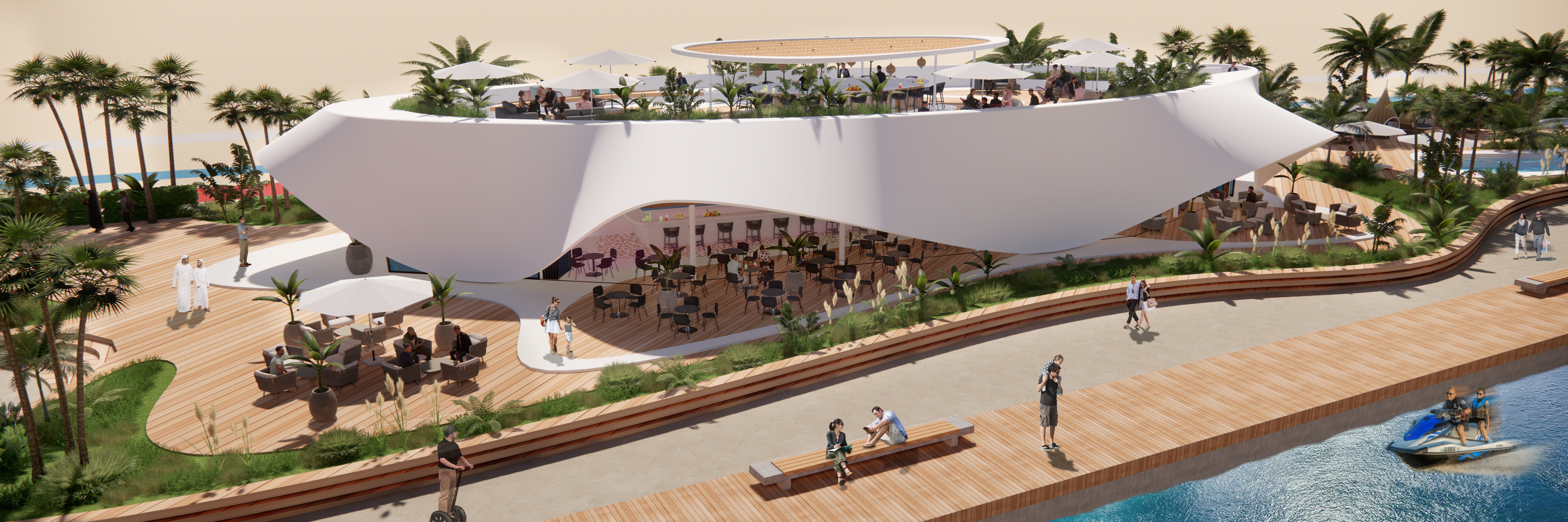 3deluxe designs attractive urban beach with marina in U.A.E.