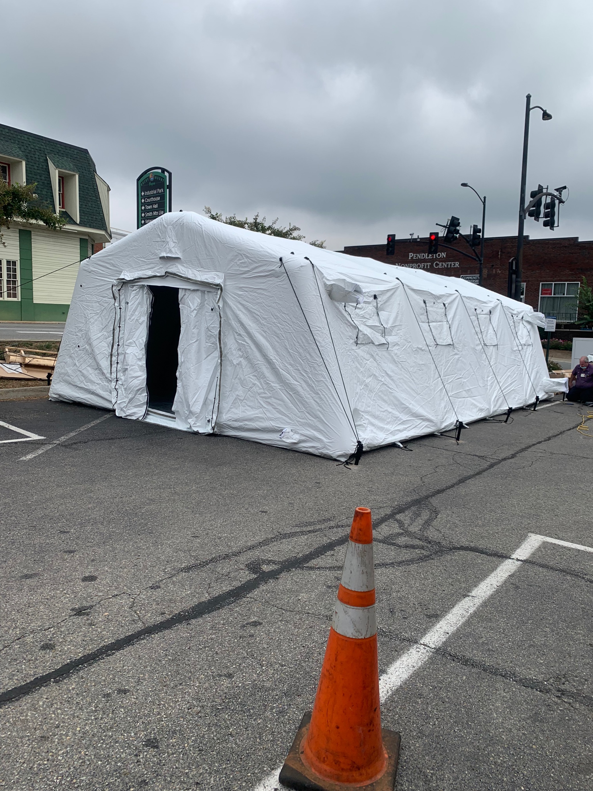 Waiting Room Tent Deployed at Carilion Franklin Memorial Hospital