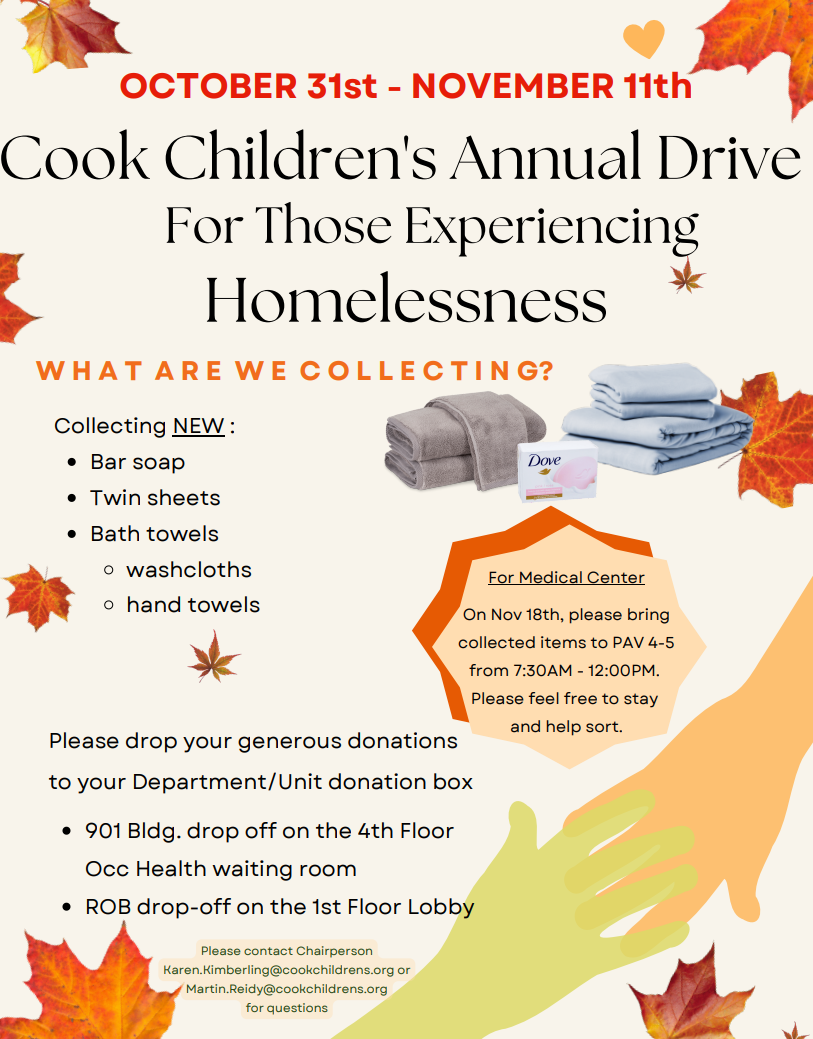 Cook Children's Annual Drive for Those Experiencing Homelessness
