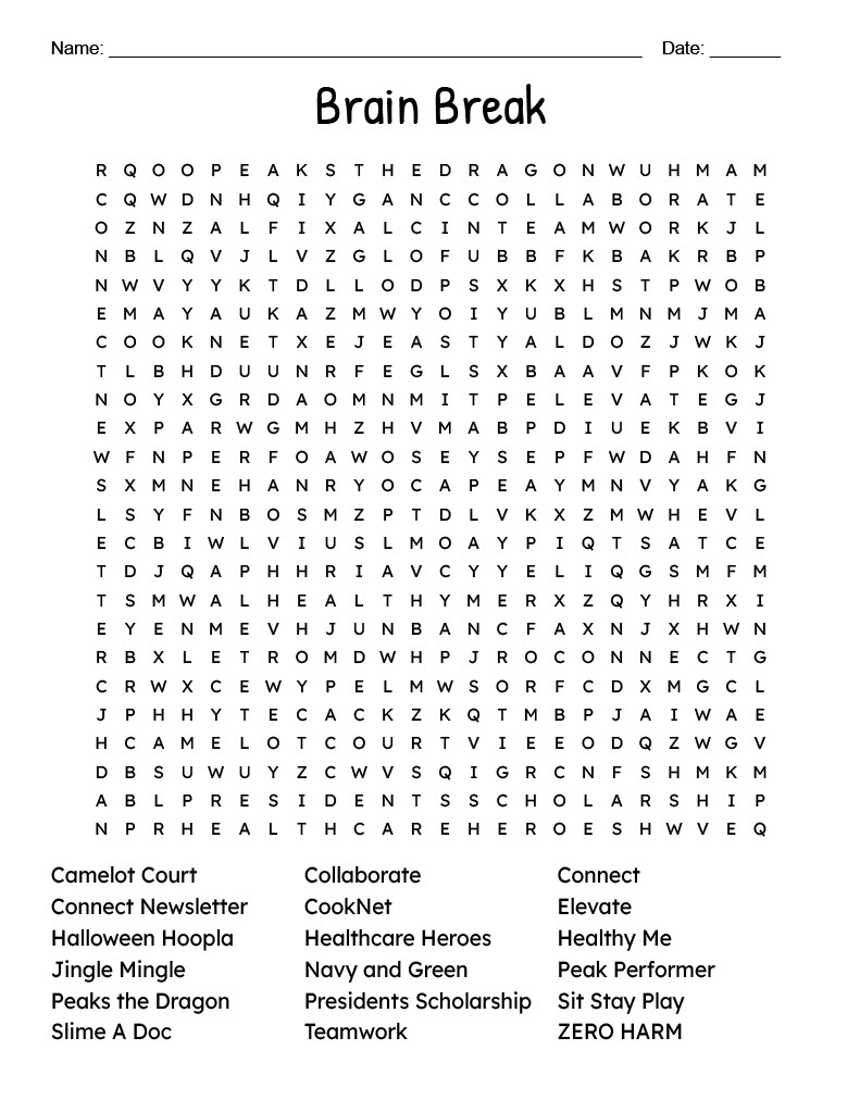 Brain Break: Cook Children's Word Search