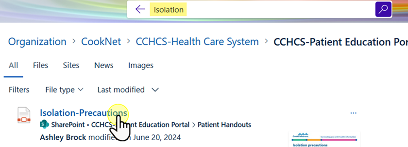Patient Education Portal Page Updated
