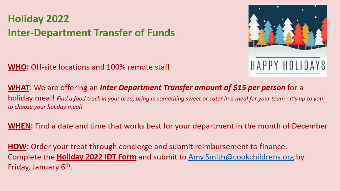 How to Complete a Holiday 2022 Inter-department Transfer of Funds