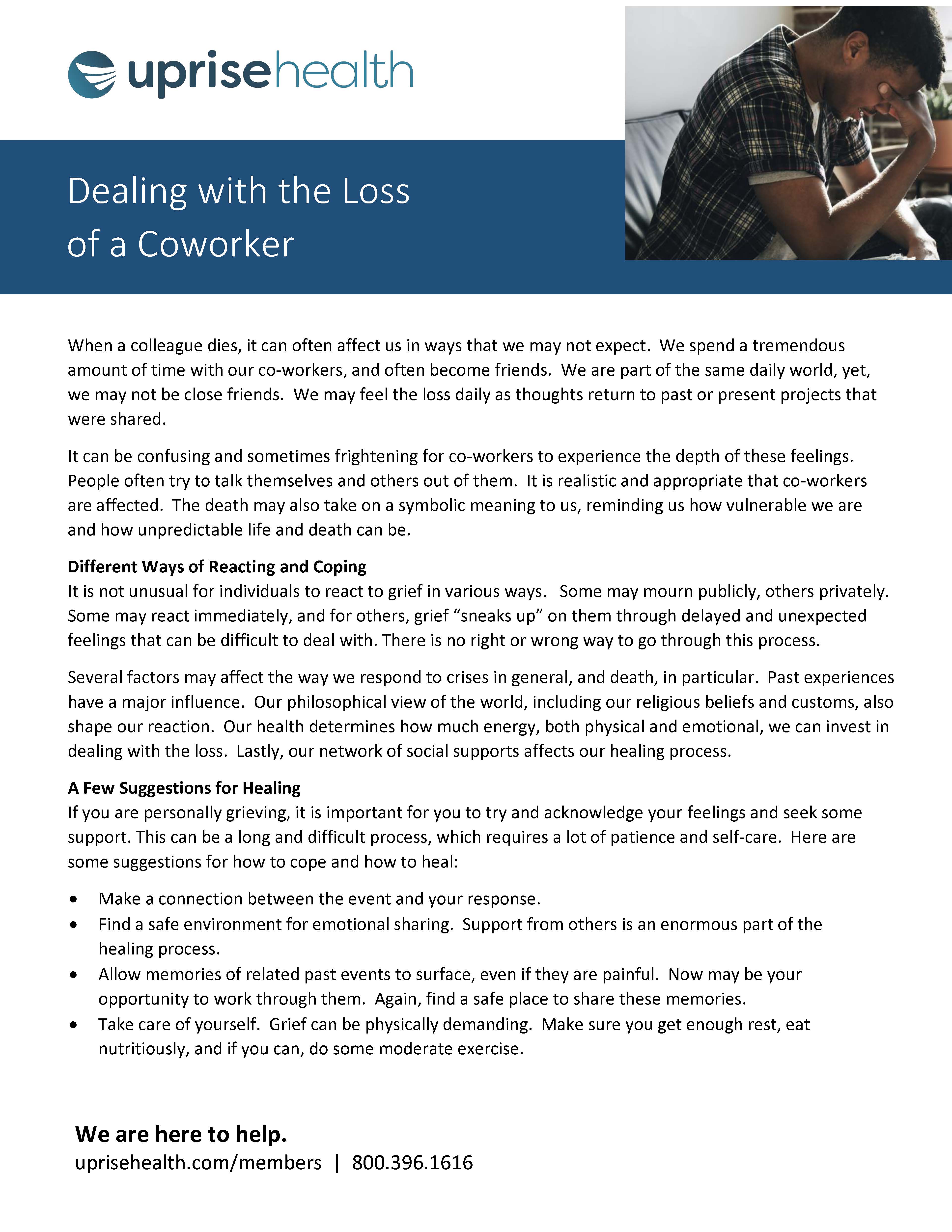 Uprise Health: Dealing with the loss of a co-worker