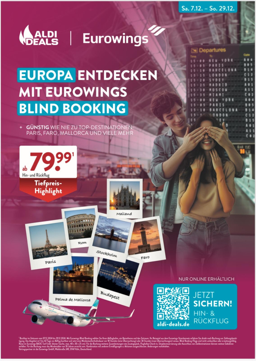 Eurowings Blind Booking zum „Original ALDI Preis“