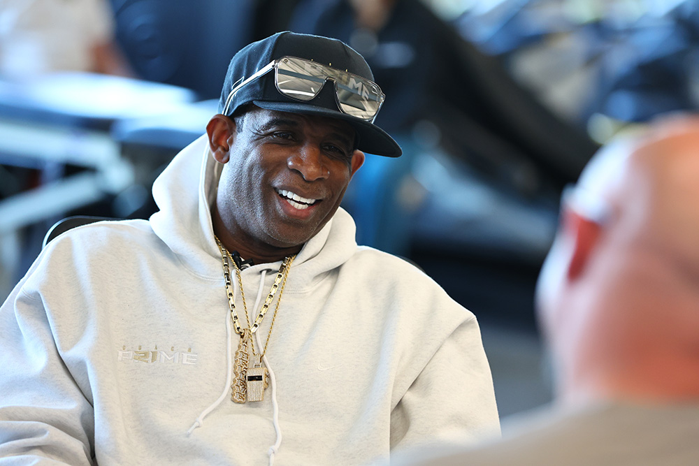Coach Prime celebrates with fellow UCHealth patients
