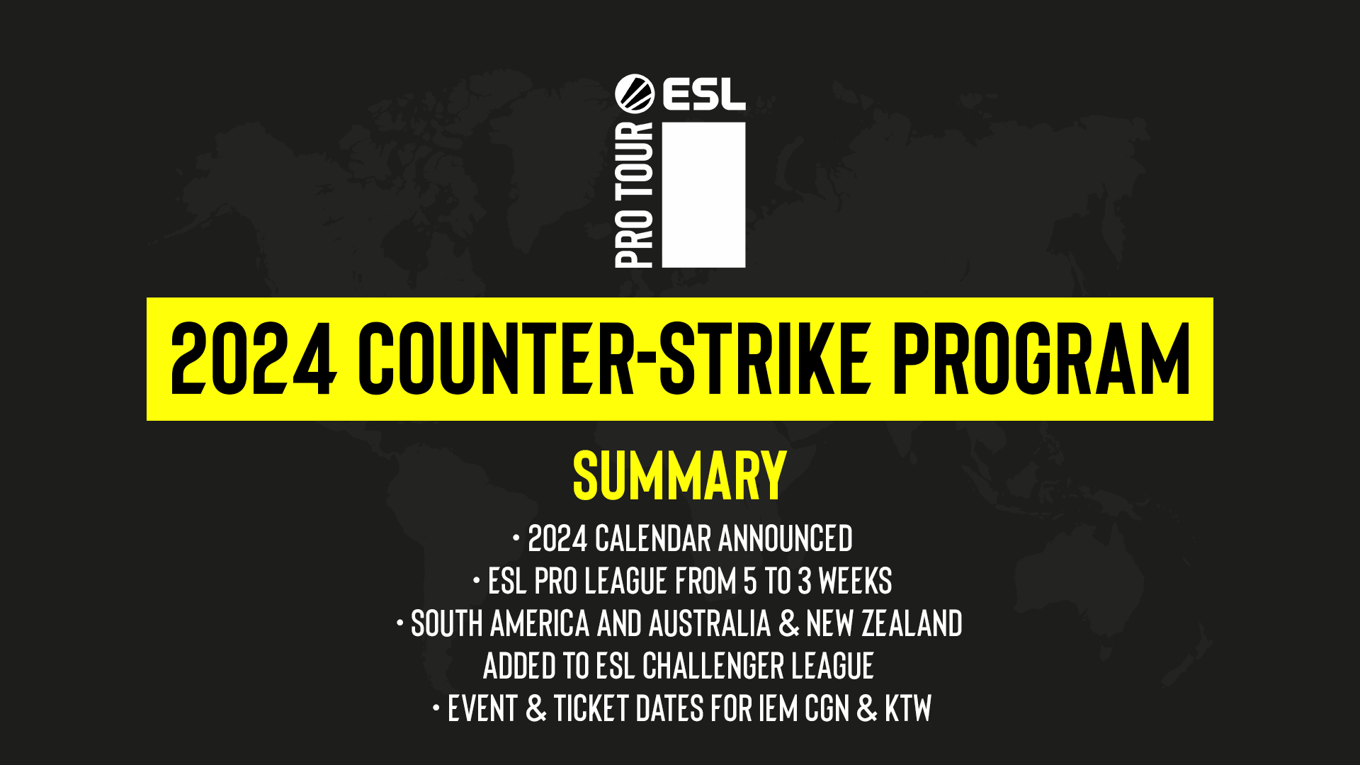 ESL FACEIT Group announces the 2024 ESL Pro Tour program for Counter-Strike