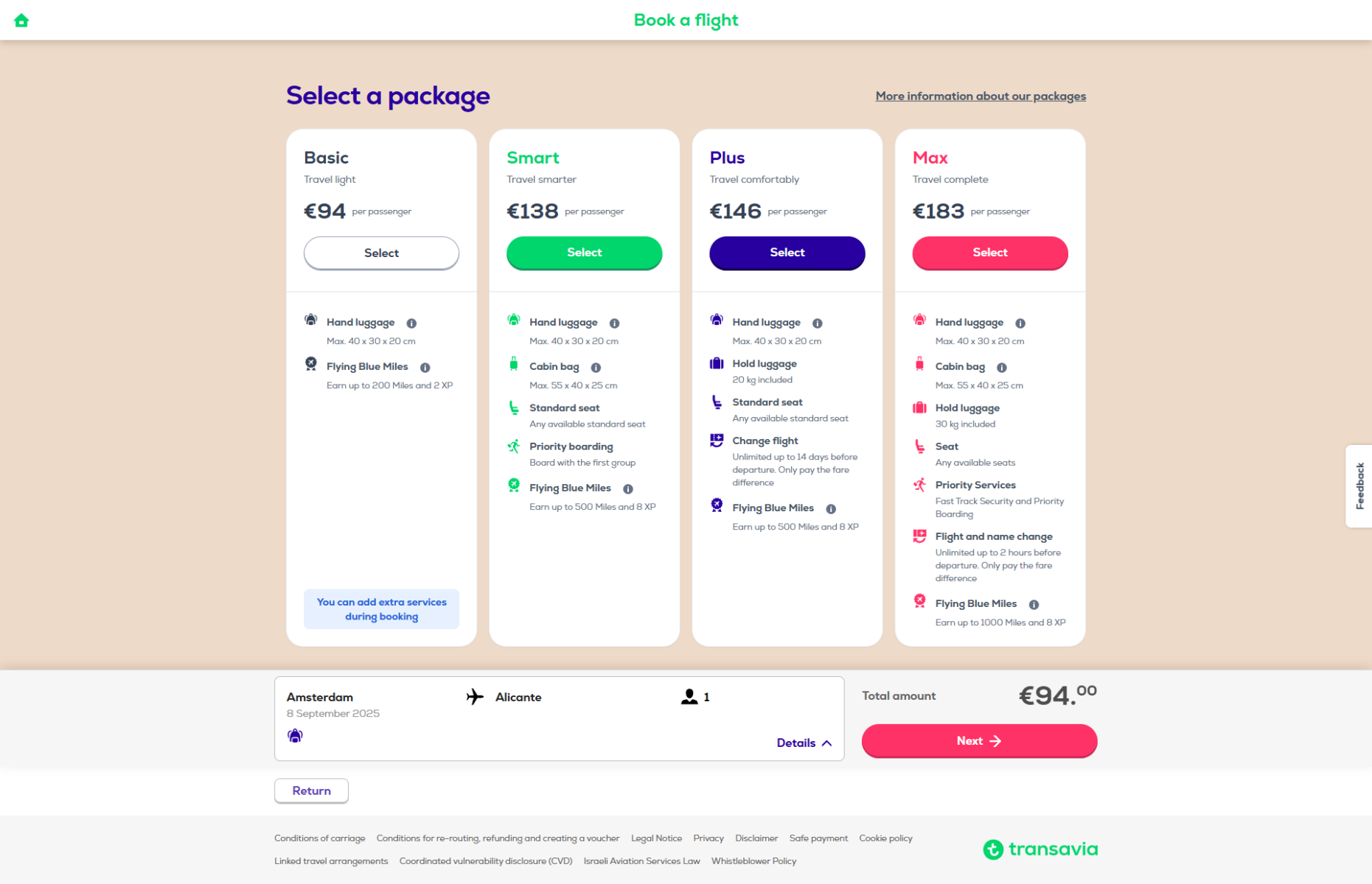 New 'Smart' option package with cabin luggage