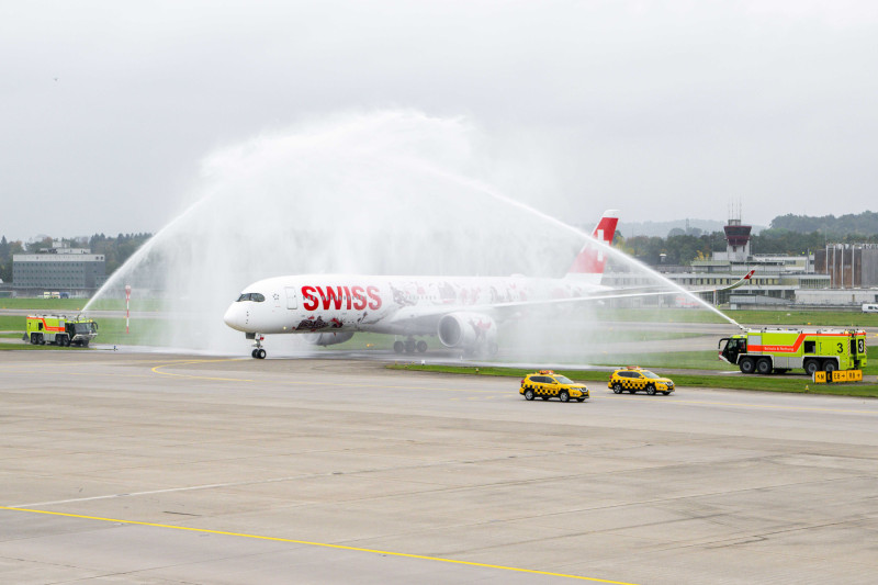 SWISS’s first Airbus A350 arrives in its new Zurich home