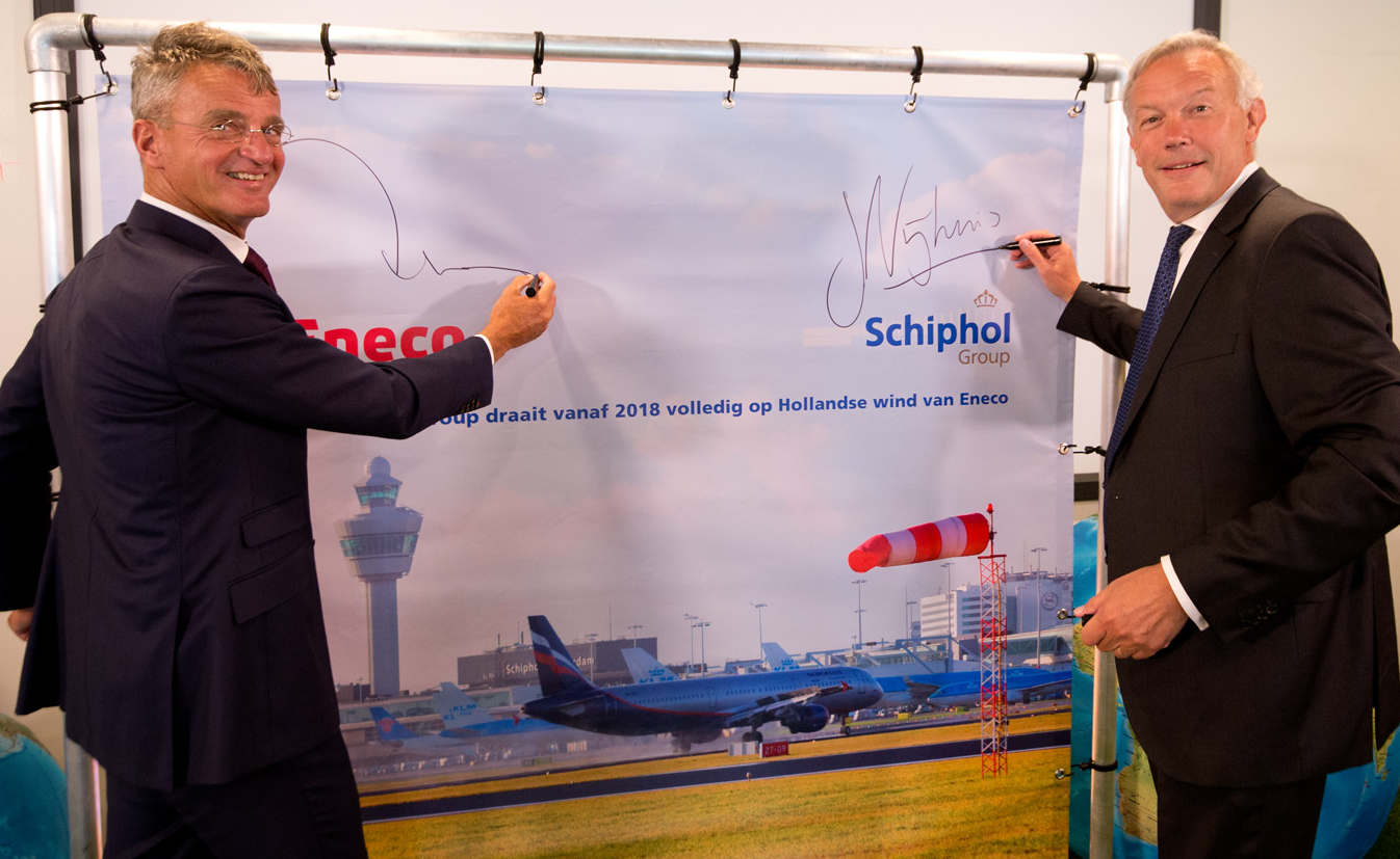 Royal Schiphol Group draait vanaf 2018 volledig op Hollandse wind