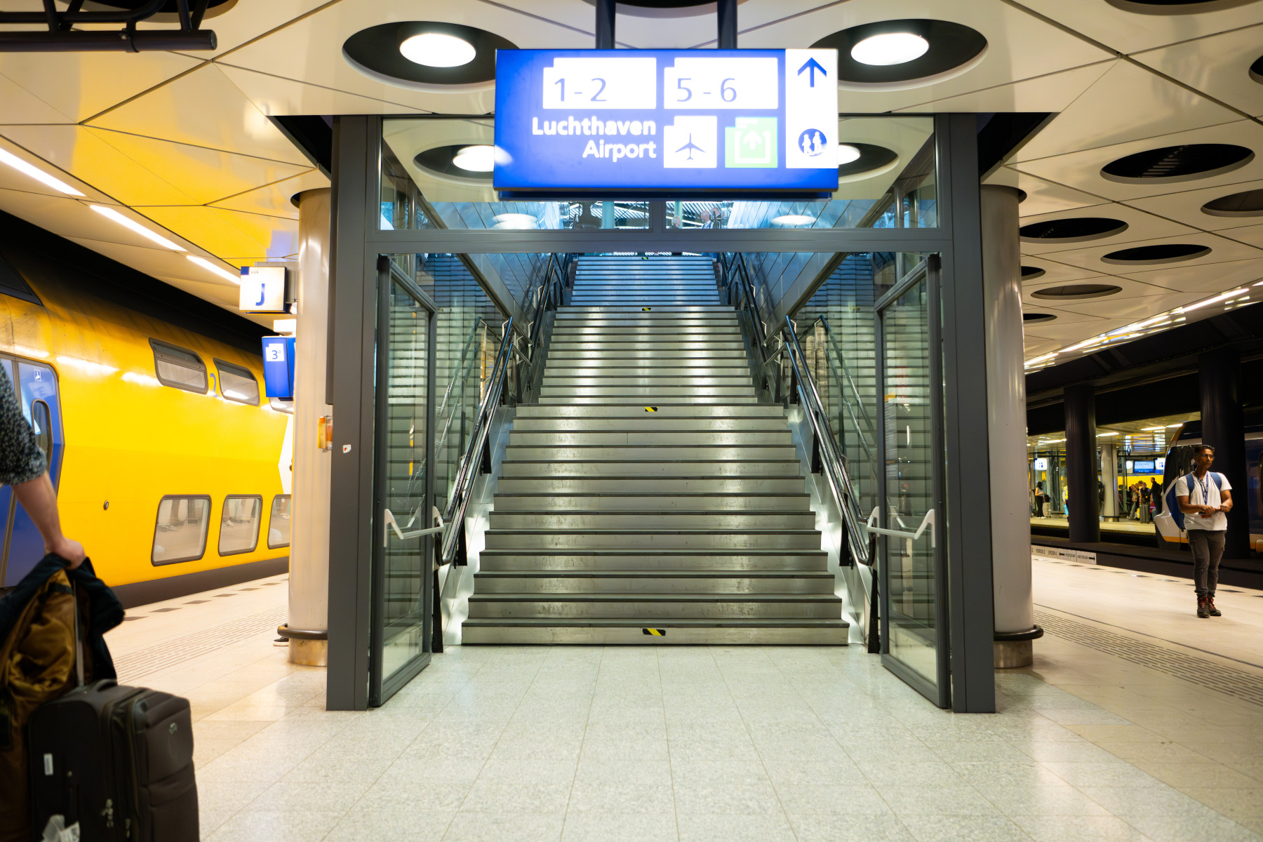 New stairs, escalators and lifts at Schiphol Airport station